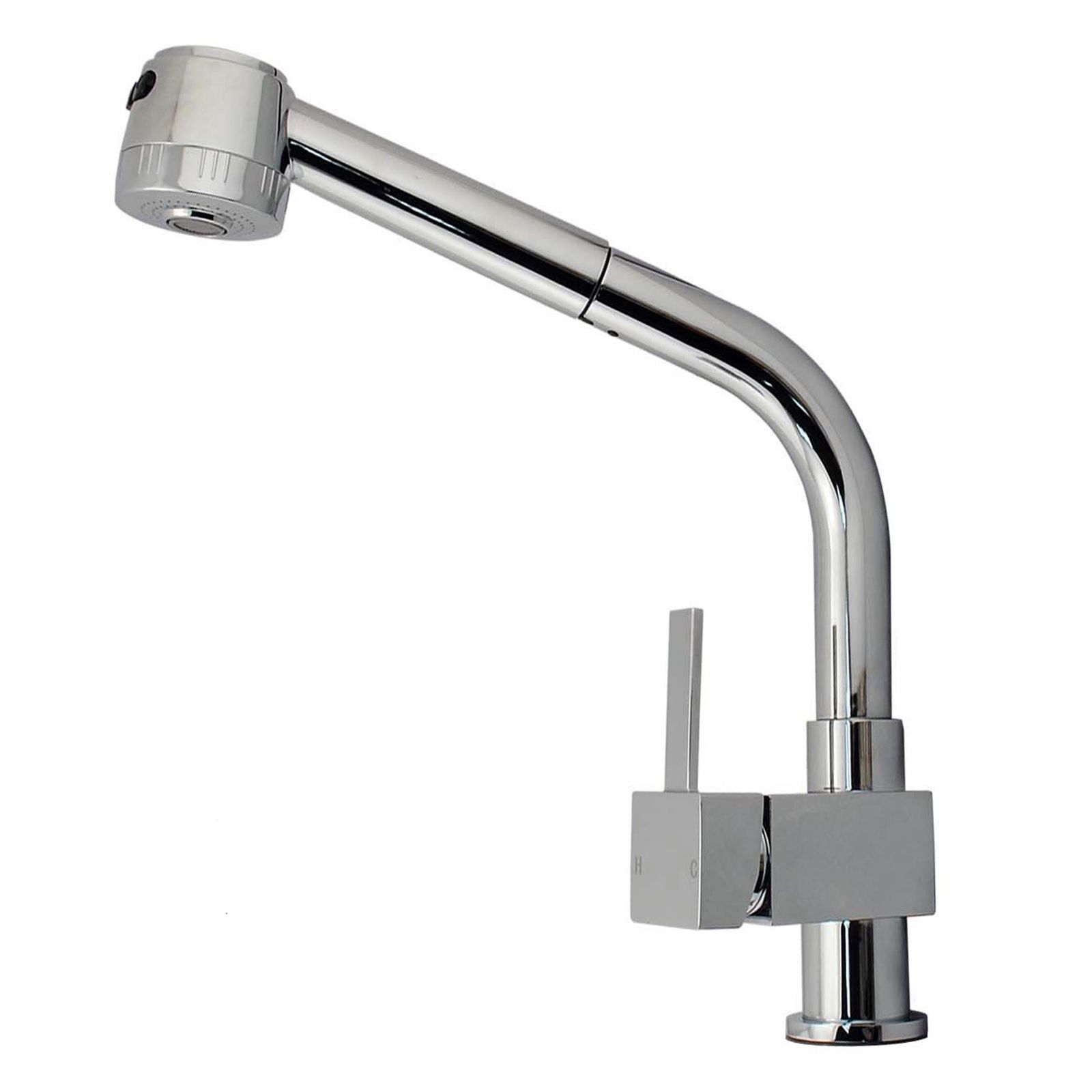 Ocean Square Chrome Solid Brass Pull Out Kitchen Sink Mixer Tap - YT GROUP