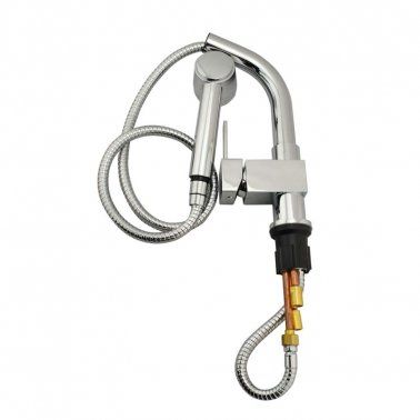 Ocean Square Chrome Solid Brass Pull Out Kitchen Sink Mixer Tap - YT GROUP