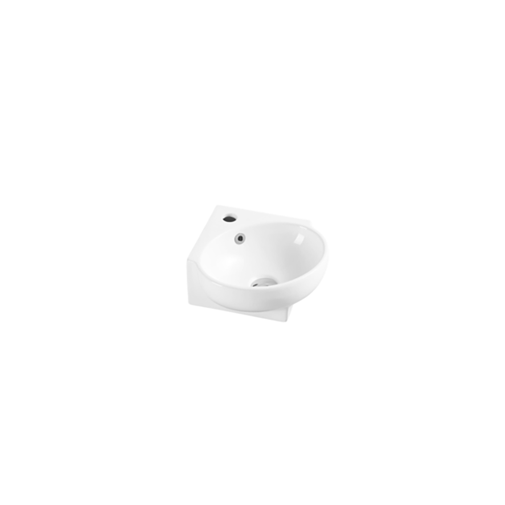Mini – 390mm Wall Hung Round Compact Corner Basin with Mixer Hole - YT ...