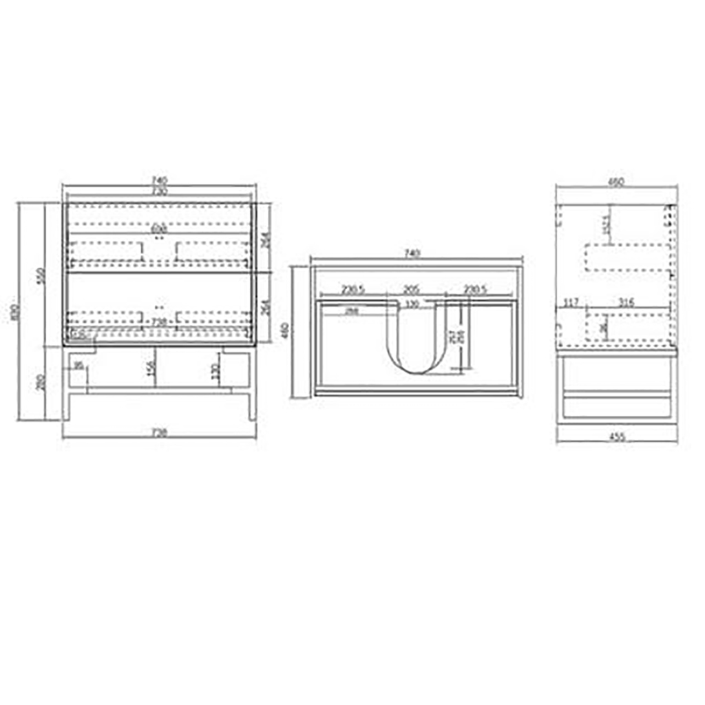 Otti Boston Matte White 750mm X 460mm X 550mm Wall Hung Vanity/ With ...