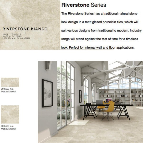 Porcelain Riverstone Matt and External Rectangle Riverstone Bianco - YT ...